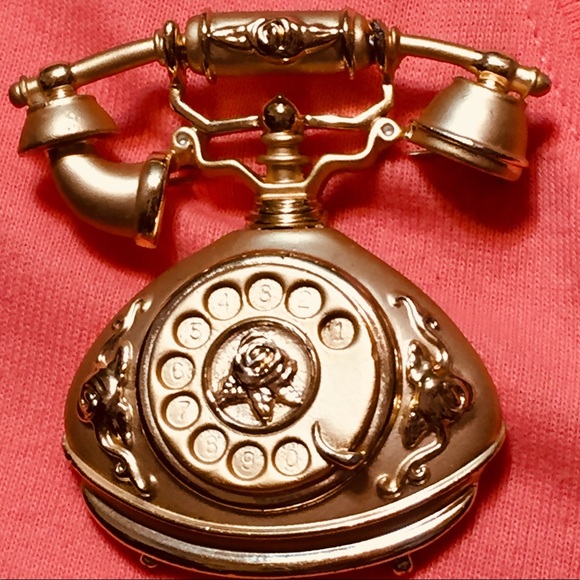 Jewelry | Vintage Rotary Dial Gold Telephone Brooch | Poshmark